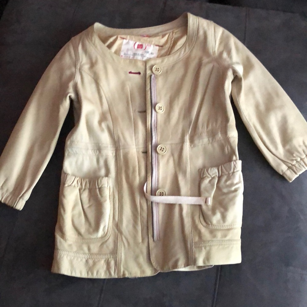 Cream Colored Leather Utility Jacket - Gem